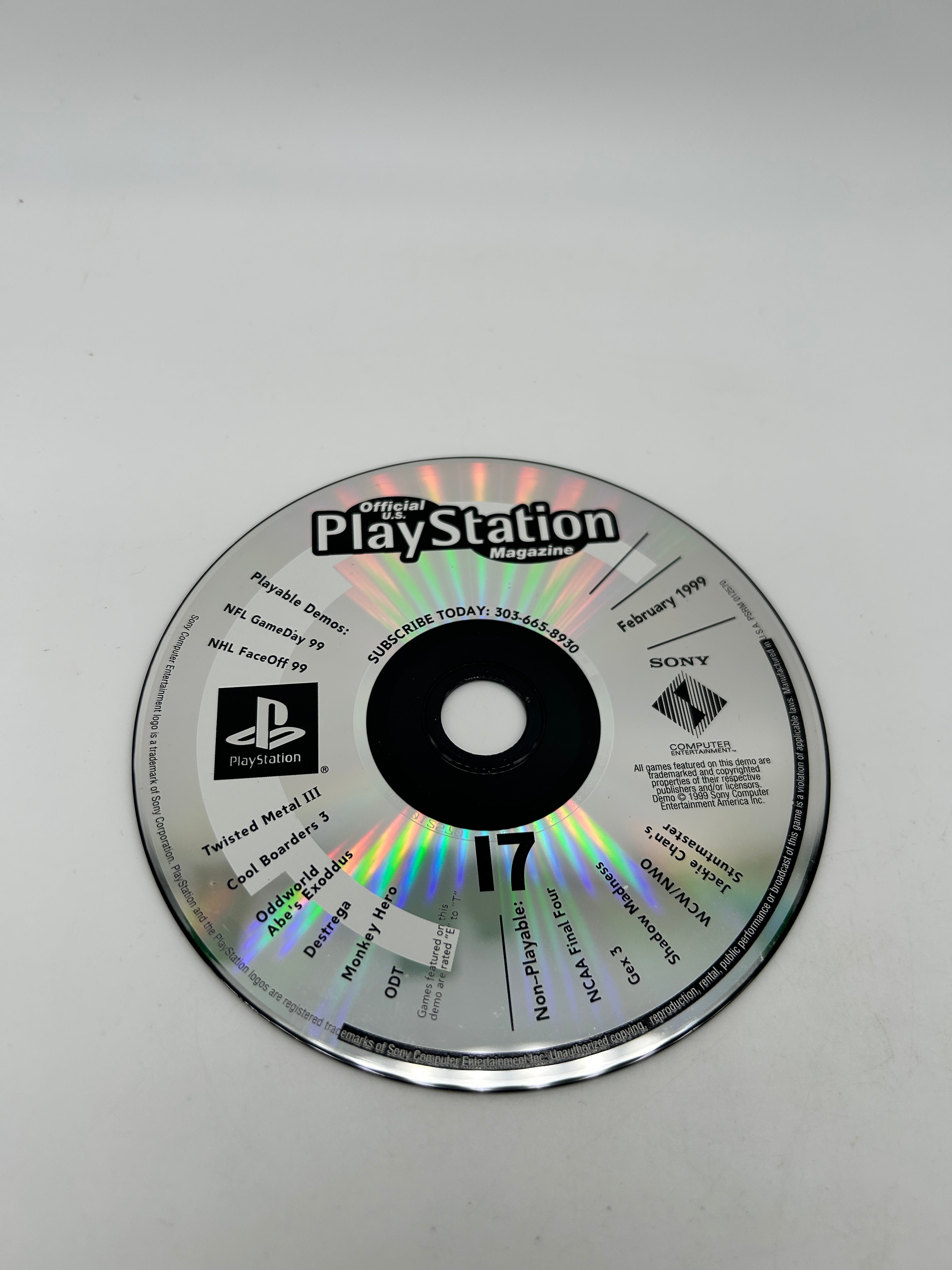 SONY PLAYSTATiON [PS1] OFFiCiAL US MAGAZiNE FEBRUARY 1999 DEMO DiSC 17 ...
